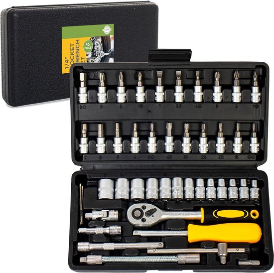 Complete Dopsleutelset 46-Delig: Metrische 1/4 inch Met Snelsluiting En ...