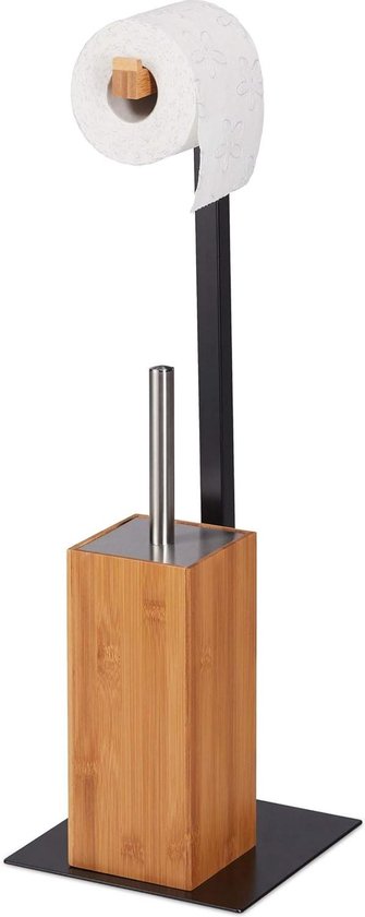WC Rolhouder Toiletborstel en Rolhouder Bamboe Metaal Toiletbutler 60 x ...
