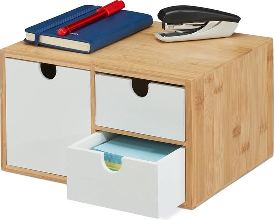 Bureau organizer met 3 lades - bamboe & MDF - HBD 145 x 25 x 20 cm ...