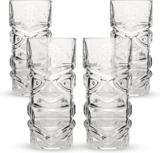Tiki Bar Cocktailglazen Set van 4 - Hoge Tumblers voor Hawaiiaanse ...