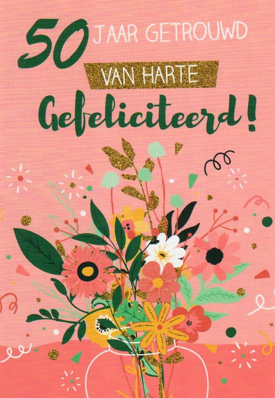 Wenskaart | 10 stuks | 50 jaar getrouwd, van harte gefeliciteerd! | bol