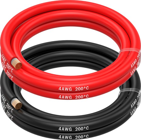 Fil électrique en Siliconen MMOBIEL 4 AWG – Câble en cuivre étamé calibre 4 (21,2 mm²)... | bol