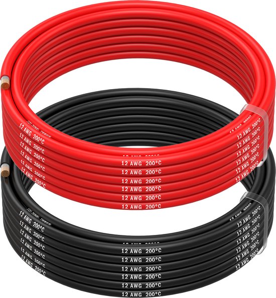 MMOBIEL 12 AWG Siliconen Elektrische Draad - 12 Gauge (3,31mm²) Vertinde Koperkabel -... | bol