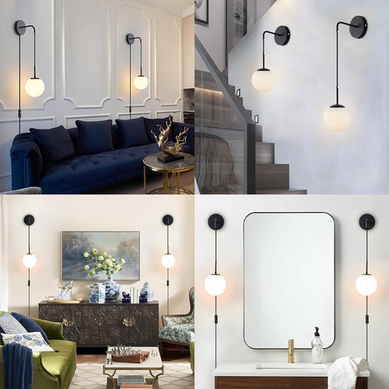 Equivera Wandlamp Binnen Met Snoer - Wandlamp - Muurlamp - Wandlamp ...