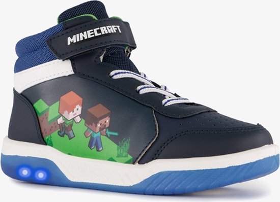 Minecraft hoge jongens sneakers met lichtjes blauw - Maat 34 ...