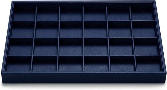 24 grids high-quality blue leather stackable jewellery drawer organizer ...