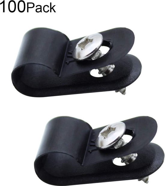 100 Pack Nylon R-Type Clip Clamp with Screws - Cable Wire Fastener ...