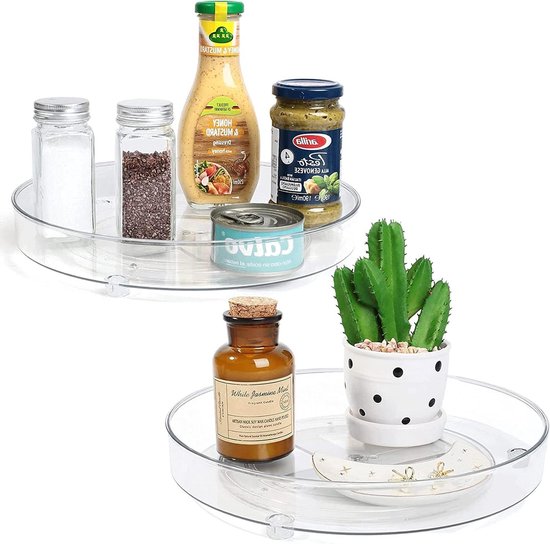Draaiplateau-organizer voor keuken en koelkast - 2 stuks, 360 graden draaibaar -... | bol