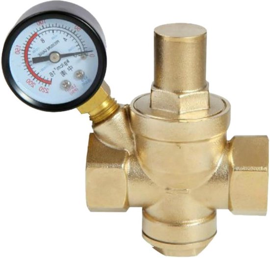 Waterdrukregelaar met manometer - reduceerventiel drukregelaar - aansluiting 1-6 bar -... | bol
