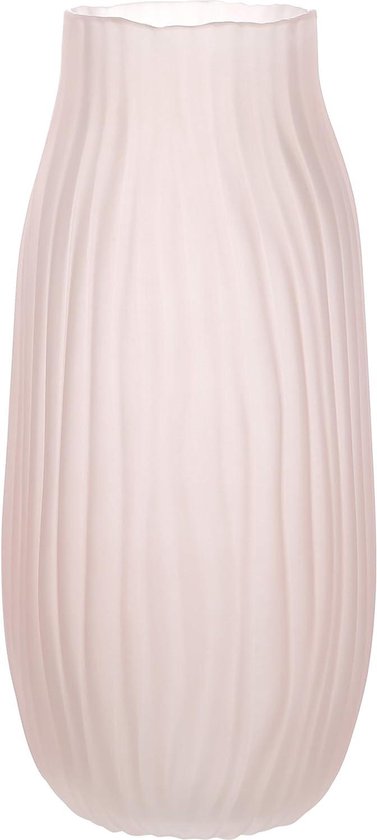 Large Modern Pink Ribbed Glass Vase H-31cm Tall for Floral Decoration ...