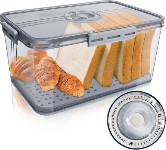 Luchtdichte broodbak voor keuken - datumsnap plastic broodbak met ...