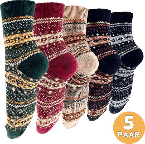 VOLQU® Sokken - NOR Series - 5 Paar - Maat 35 38 - Sokken Dames ...