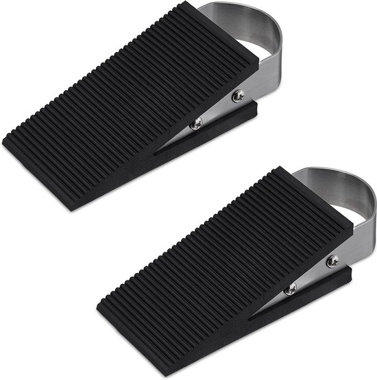 Deurstopper set van 2 deurwig in wig-vorm antislip metaal HBD ca. 3 x 5 ...