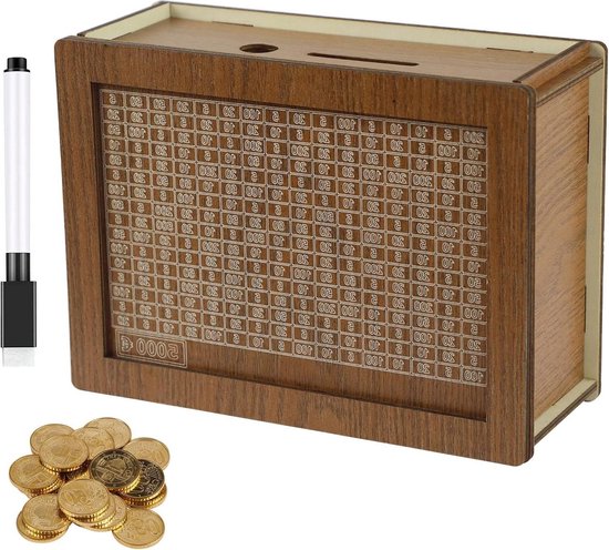 Spaarpot Volwassenen Houten Teller Spaarvarken Herbruikbaar Hout ...