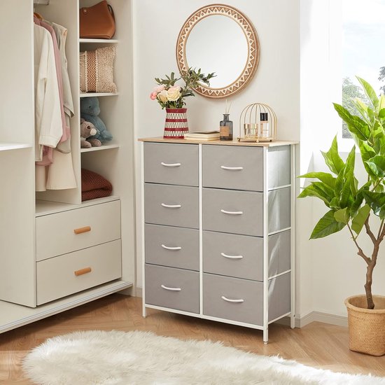Commode voor slaapkamer, commode met 8 stoffen laden, opbergtoren voor ...