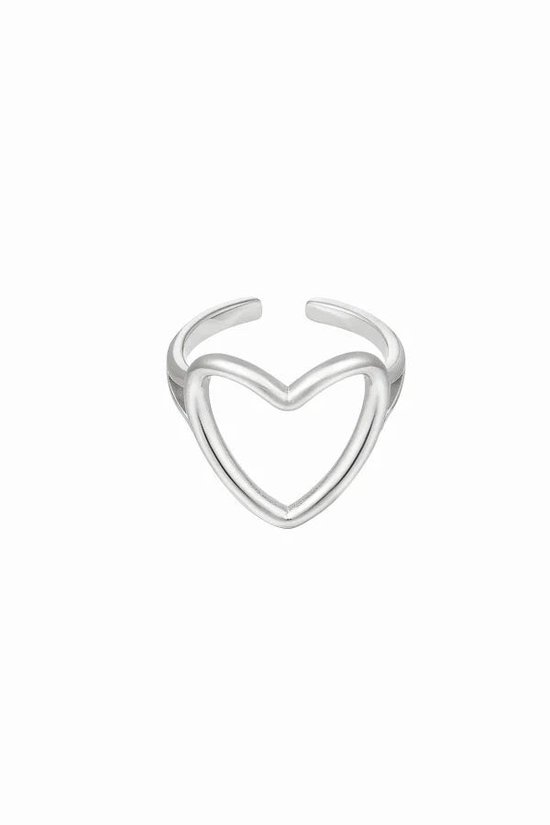 Verstelbare ring hart - zilver Stainless Steel One size | bol