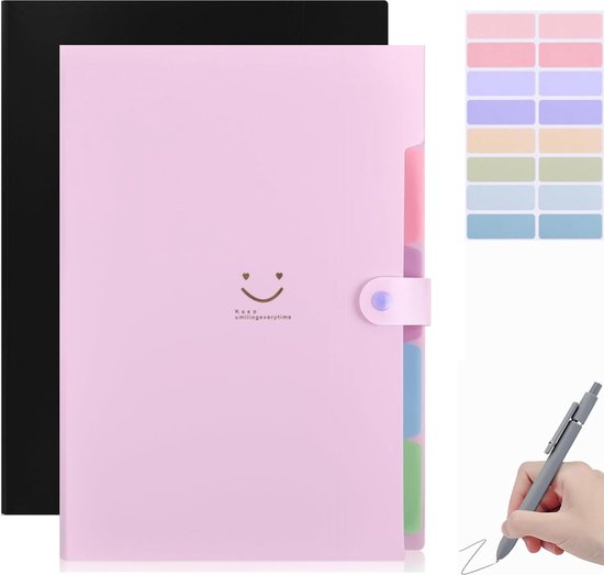 Waaiermap A4, map met 7 vakken, documentenmap A4 met etiketten ...