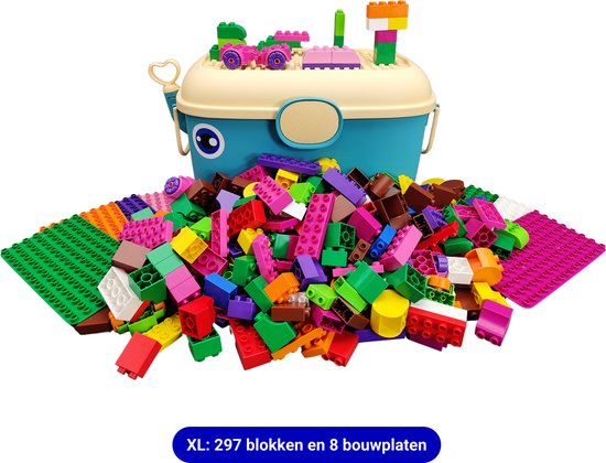 Biobuddi Big Blocks XL set in Blauwe Olifantjes Box - Bouwblokken ...