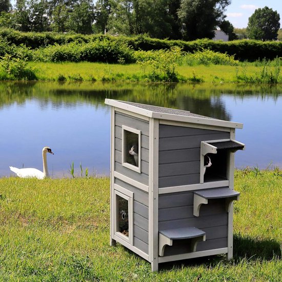Goodivery ® Dubbeldeks Kattenhuis voor Binnen en Buiten - Weerbestendig ...