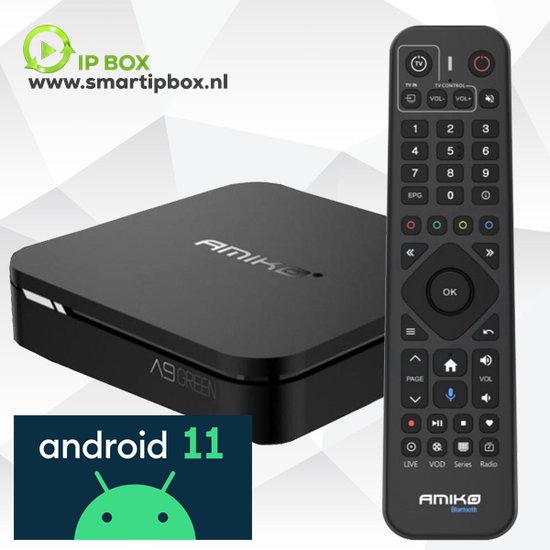 Amiko A9 Green+ IPTV Set Top Box - Android 11 - 4K - 2GB RAM - 16GB opslag | bol
