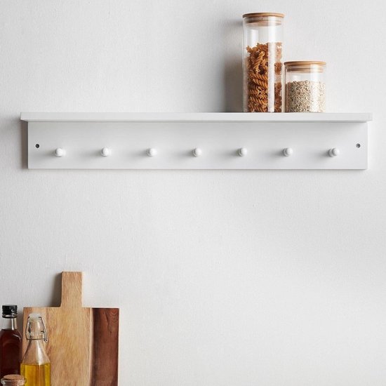 Witte plank met 7 haken voor kinderkamer - Eenvoudig te monteren ...