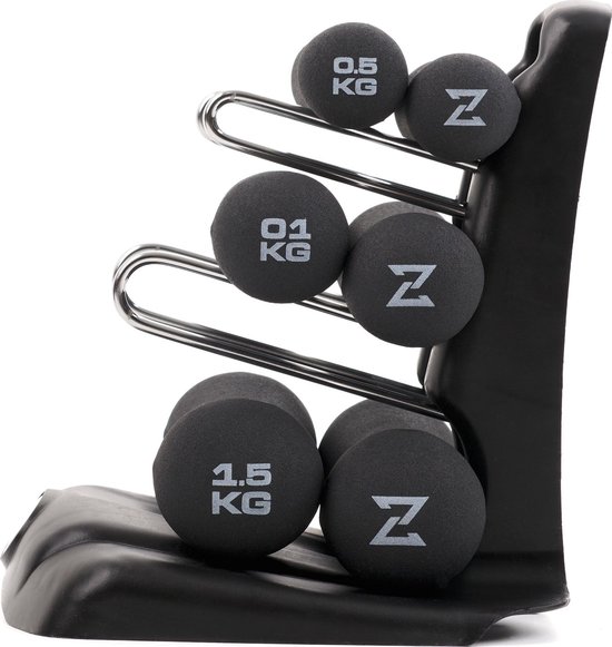 Zipro® Dumbbellset Halter set 6kg met halterstandaard - Neopren ...