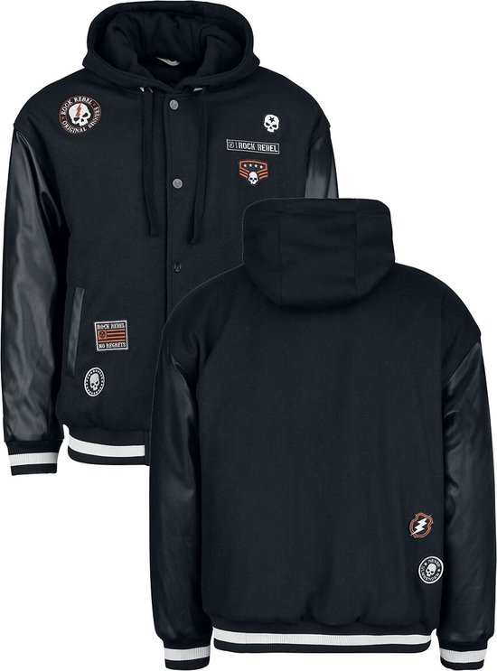 Rock Rebel by EMP zwart college jack met patches Mannen - L | bol