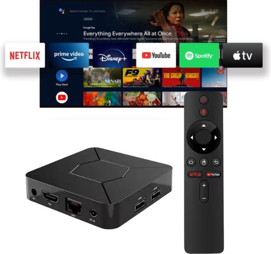 Android TV Box 4K Chromecast Streaming Box met WiFi Bluetooth Incl ...