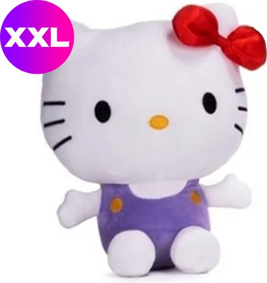 Hello Kitty Paars Pluche Knuffel XXL - 90 cm Grote Knuffels | bol