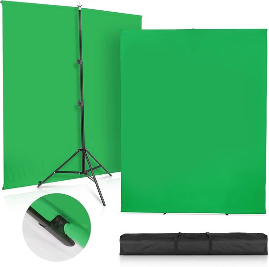 Greenscreen Achtergrond met Standaard - 1,5 x 2 m voor Fotografie ...