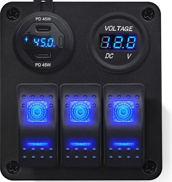 ProRide Schakelpaneel 12V voor Auto/Boot - USB Lader 2 Poorten met ...