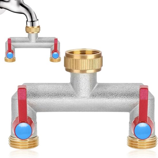 Waterverdeler 3/4 inch messing - tuinslangen verdeler met kogelkraan | bol