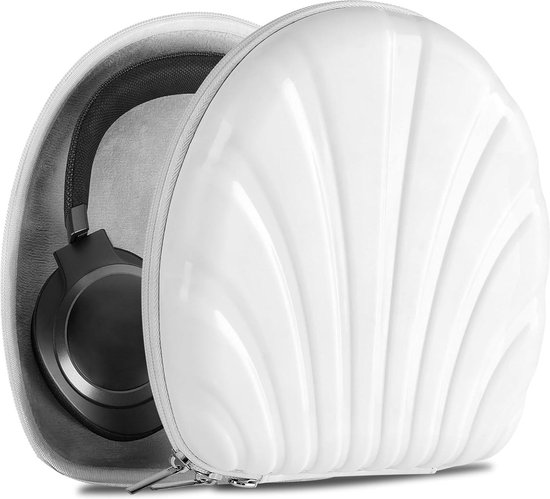 Hard Shell Travel Carrying Case - White Sea Shell - Cable Storage | bol