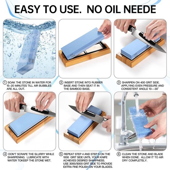 Sharpening Stone Set 400/1000/3000/8000 - Knives Sharpening Stones with ...