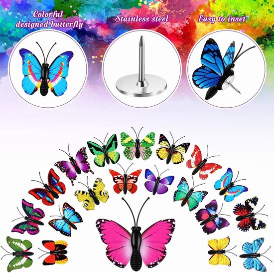 30 stuks vlinderpunaises decoratieve priknaalden vlinder priknaalden ...