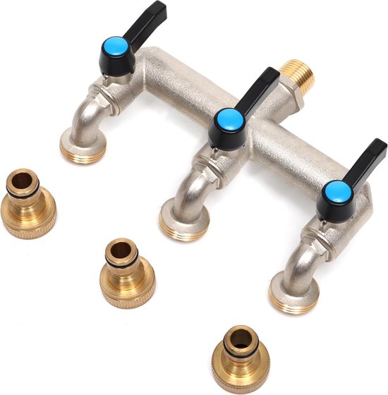 3/4 inch 3-weg uitloopkraan, verlengde handgreep (metaal), messing waterverdeler met... | bol