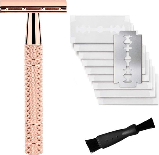 Scheermesje voor dames - 10 extra scheermesjes - Rosé goud - Safety ...