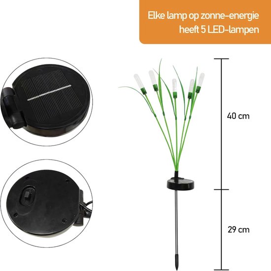 2 Stuks Solarlampen voor Buiten, Tuinverlichting op Zonne-Energie voor ...