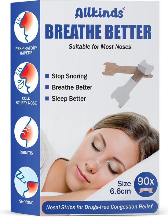 Allkinds Breathe Better Neusstrips 66 mm – 90 stuks Medium/Large ...