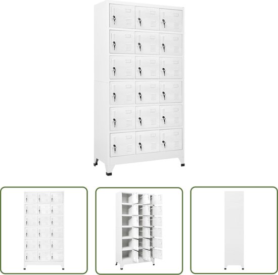The Living Store Lockerkast 18 Vakken - 90 x 40 x 180 cm - Grijs Metaal ...
