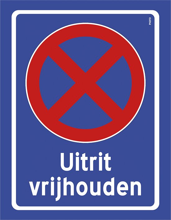 Pictogram/ bord | "Uitrit vrijhouden" | 19 x 25 cm | Kunststof ...