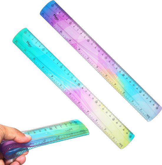 Set Van 2 Flexibele Linialen 30 Cm - Buigbare Liniaal Met Centimeter ...