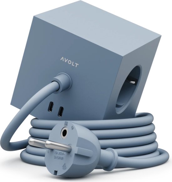 Avolt Square 1 - Design stekkerdoos met USB-C & 3 meter kabel - Shark ...