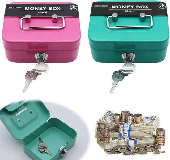 2 stuks afsluitbare geldcassette veiligheidsbox voor kinderen en ...