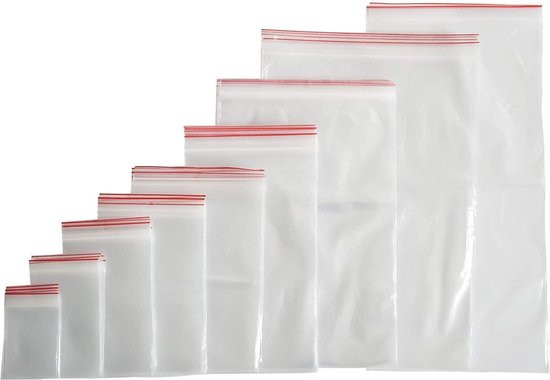 Hersluitbare plastic zakjes 9x20 cm - 100 stuks, druksluiting en ...
