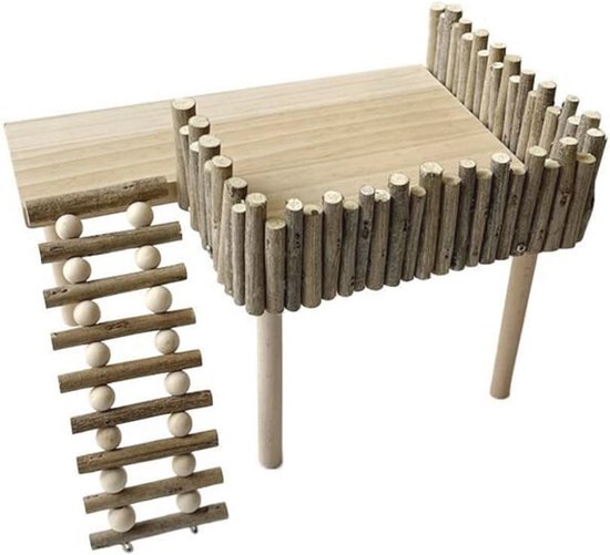 Houten Hamster Platform met Ladder voor Speeltijd en Klimmen | bol
