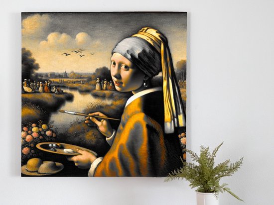 Abstract vermeer schilderij | Vergeet-Me-Niet: Een moderne eerbetoon ...