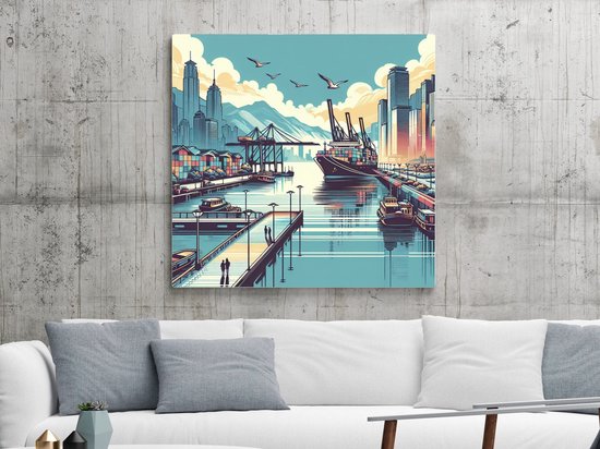 Modern haven schilderij | Haven Memory: a Contemporary Fusion of Art ...