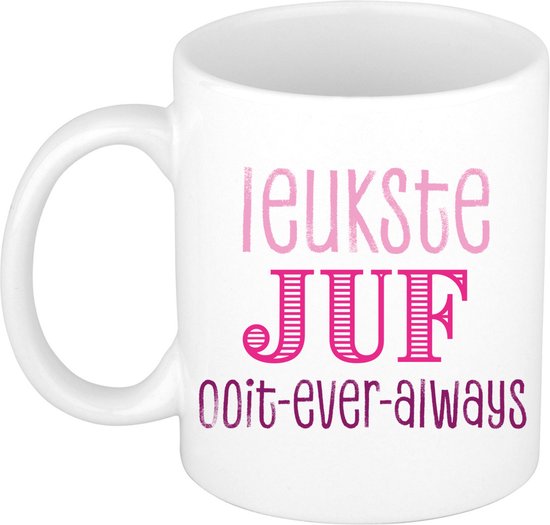 Bellatio Decorations Cadeau koffie/thee mok voor Juf - roze - de leukste Juf -... | bol