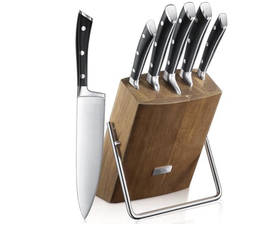 6-delige Messenset met Messenblok - met Houten blok - Koksmessenset met ...
